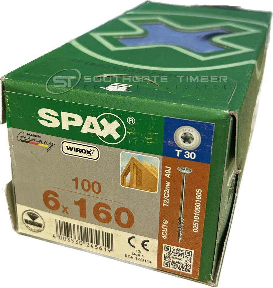 Spax WIROX 6.0 x 160mm x 100 box construction screw